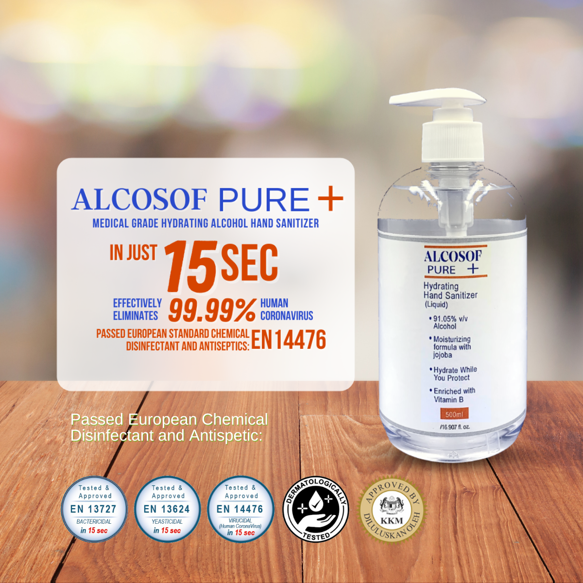Alcosof Pure+ ~ Hydrating Hand Sanitizer Surgical Hand Rub (Liquid ...